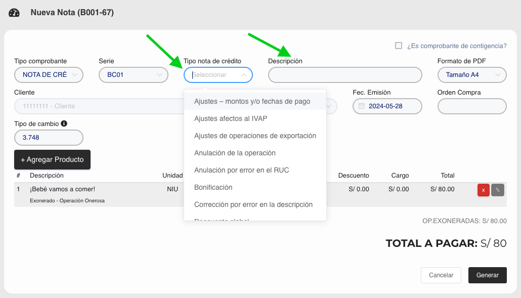 Como crear una nota de crédito – Panel de cliente y Tienda